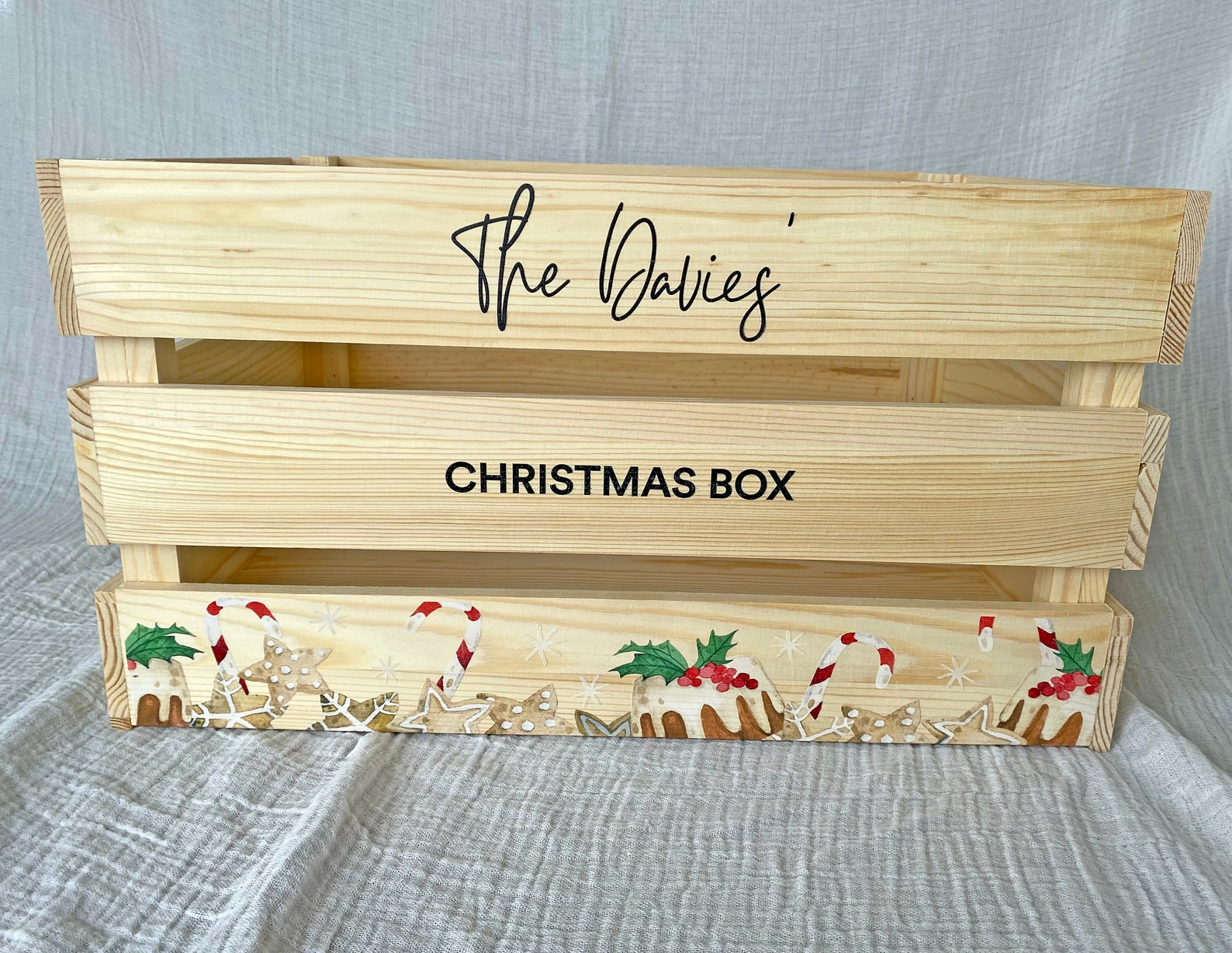 Personalised Christmas Box, Custom Christmas Crate, Wooden Family ...