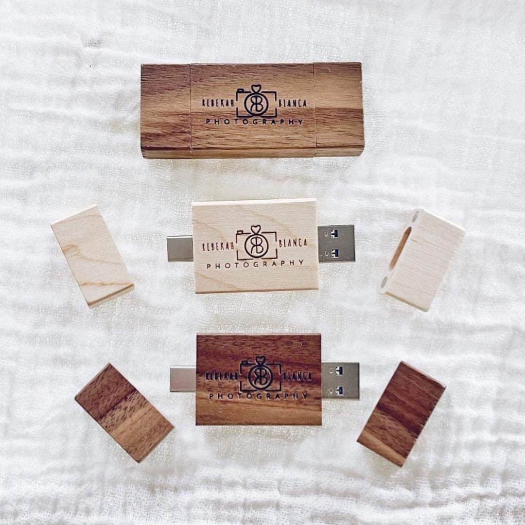 Custom Engraved Wood Rectangle USB and USB C Drive, Personalised USB ...