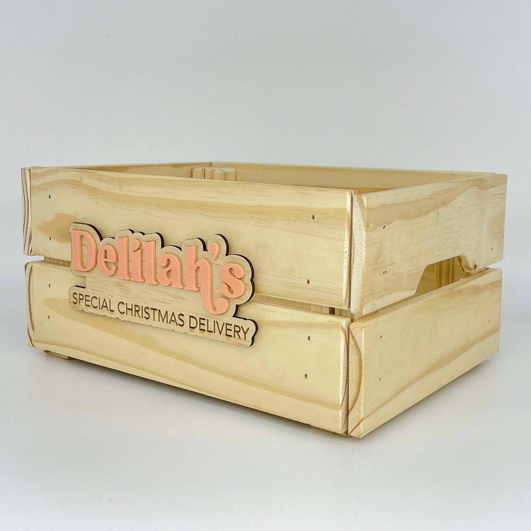 Wooden Crate With Personalised Pop Out Name, Birthday Crate, Christmas ...