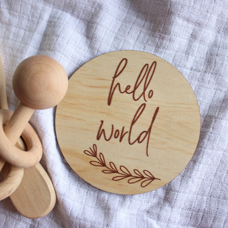 Hello World Baby Announcement Pregnancy Plaque Wooden | Etsy