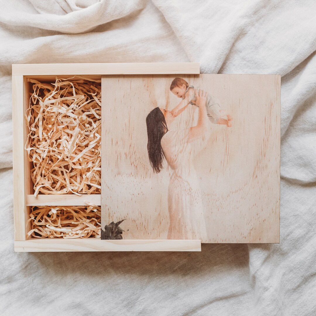 Custom Printed Wood Photo Box, Personalised Photography Box, Pine ...