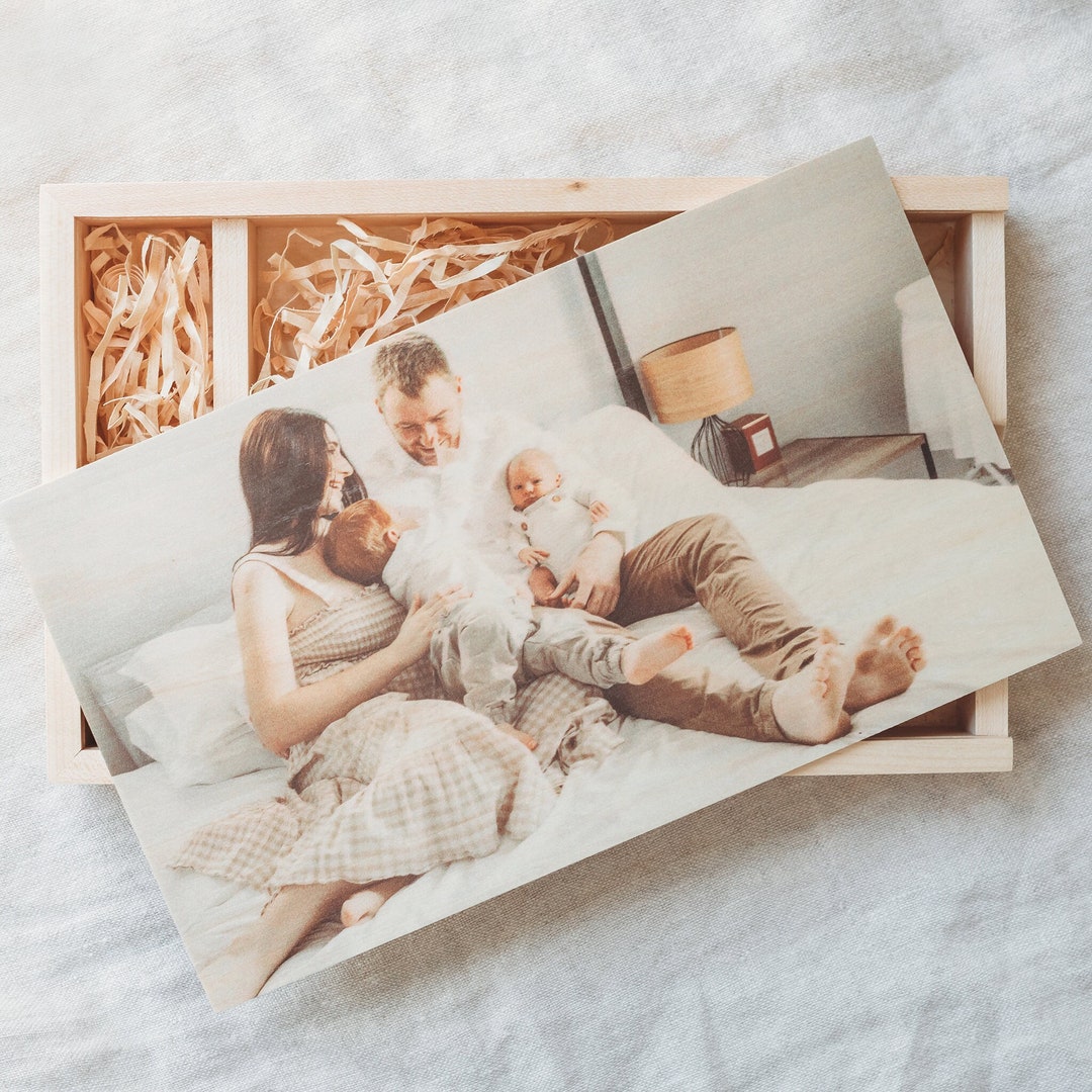 Custom Photo Printed Maple/walnut Wood Photo Box, Personalised ...