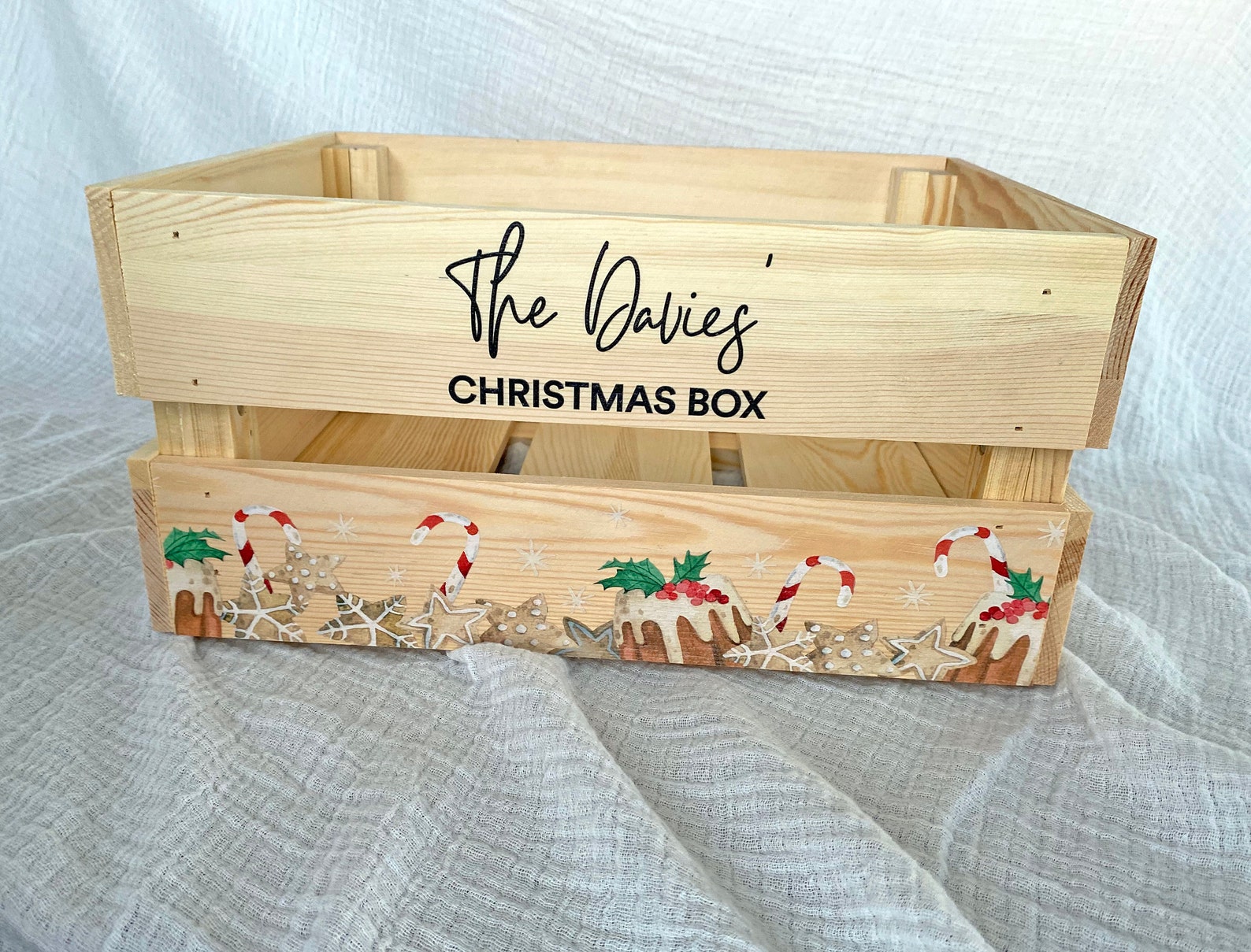 Personalised Christmas Box, Custom Christmas Crate, Wooden Family ...