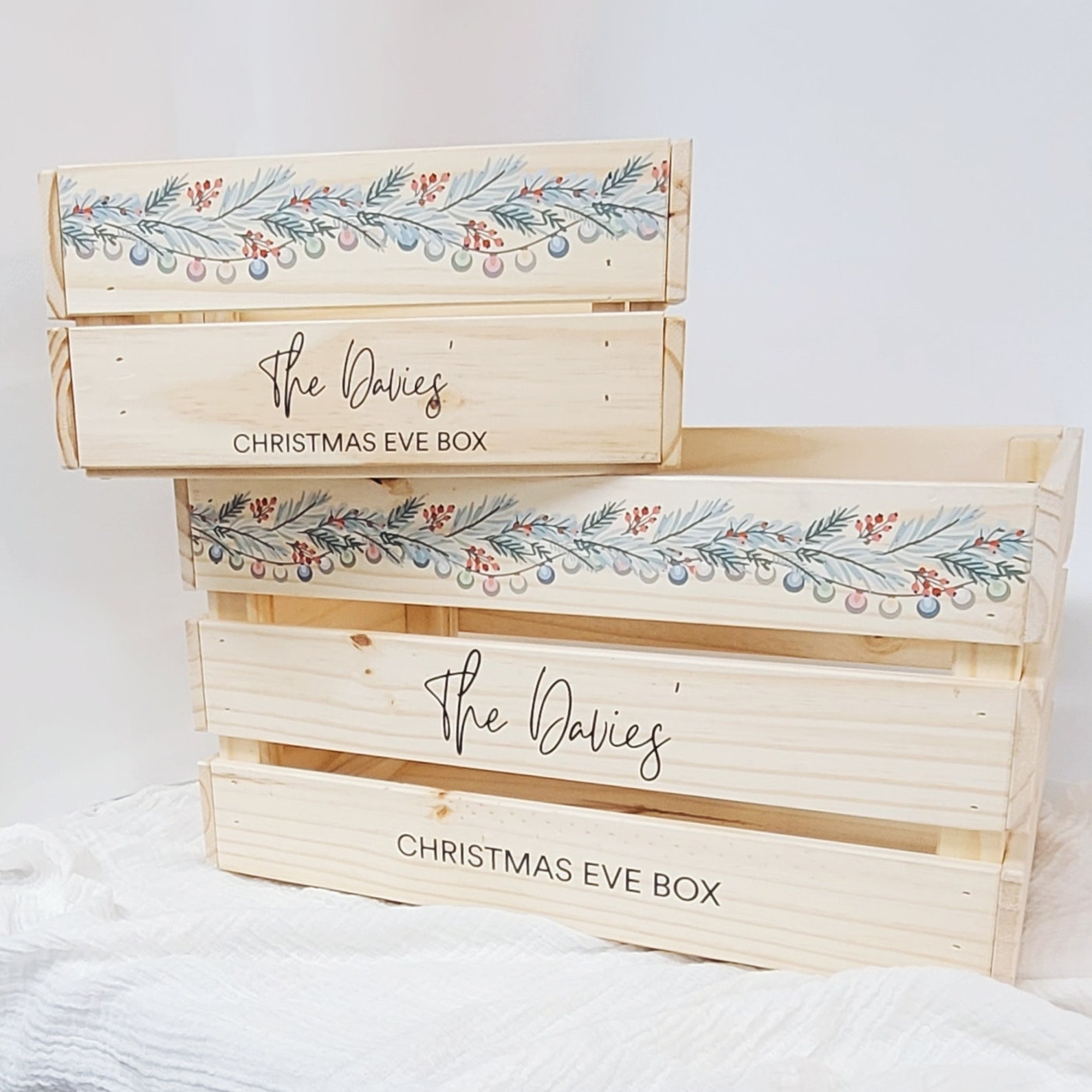 Personalised Christmas Eve Box, Custom Christmas Crate, Wooden Family ...