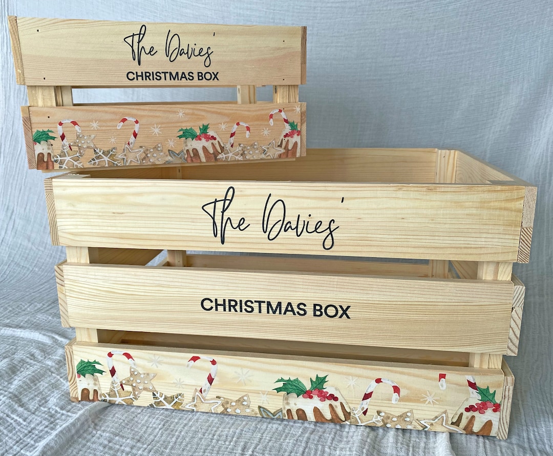 Personalised Christmas Box, Custom Christmas Crate, Wooden Family ...