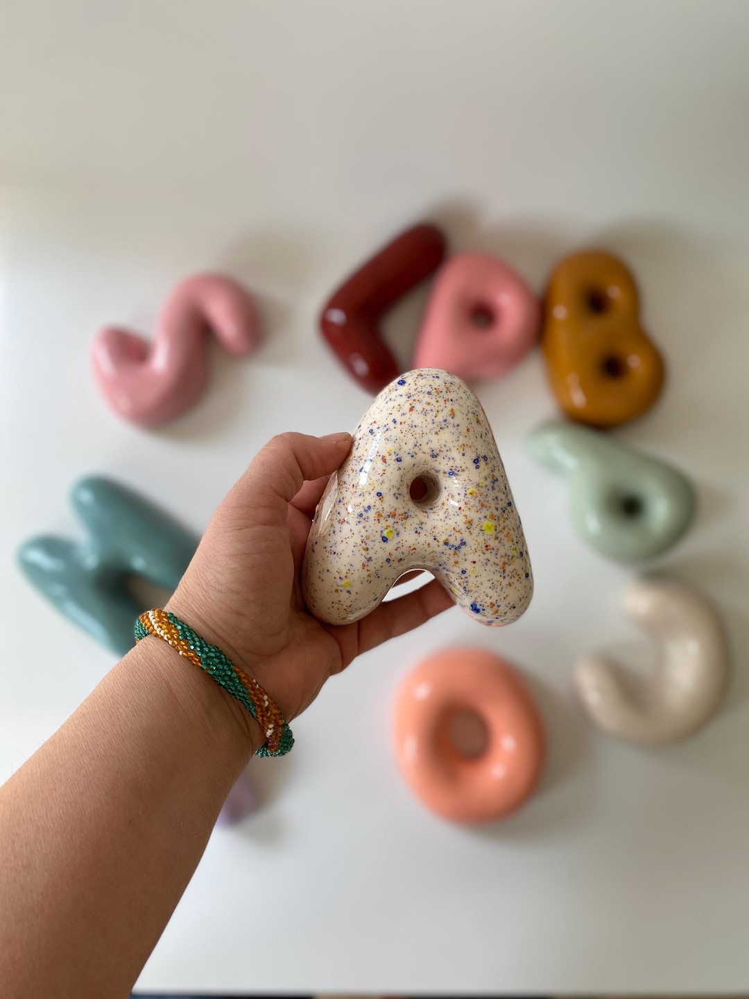 Ceramic Bubble Letters-ceramic Bubble Letter: Colorful Handmade ...