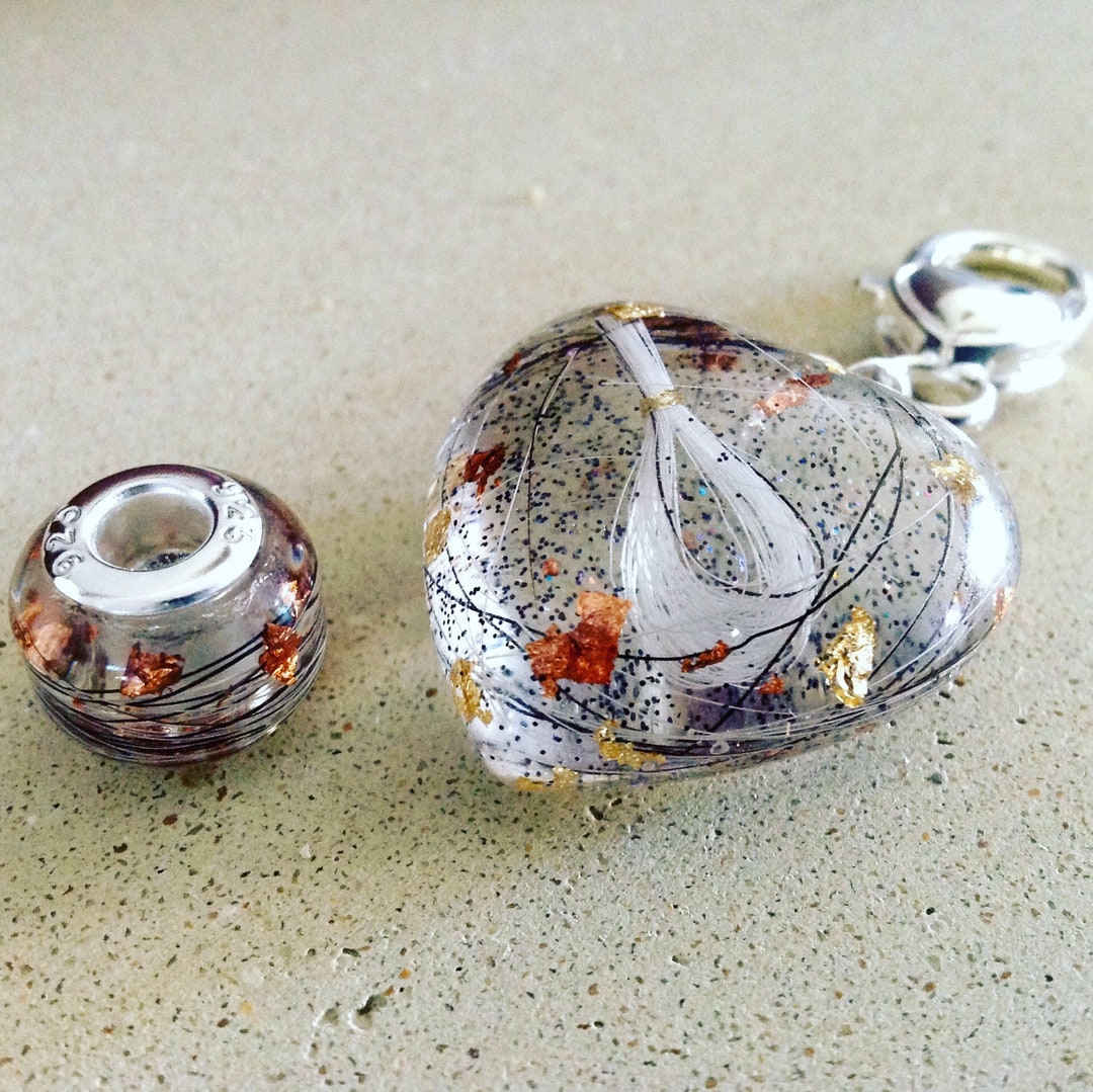 Memorial Heart Shaped Keyring With Embedded Hair or Ashes in Resin - Etsy