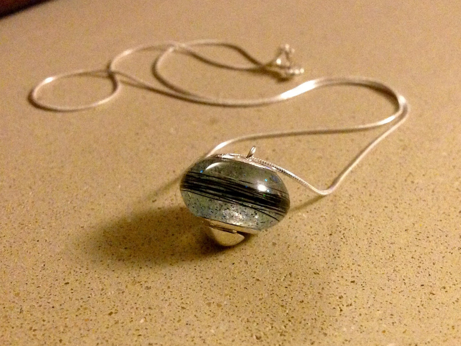 Sterling Silver Interchangeable Bead Pendant With Resin Horsehair or ...