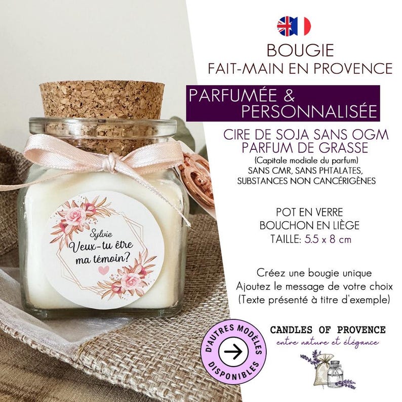 Cadeau Demande Témoin Mariage Bougie Personnalisée Parfumée - Témoin En ...