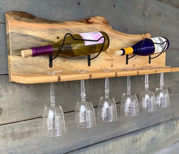6 STEM WINE & STEMWARE Live Edge Display Bar Rack Storage Bar | Etsy