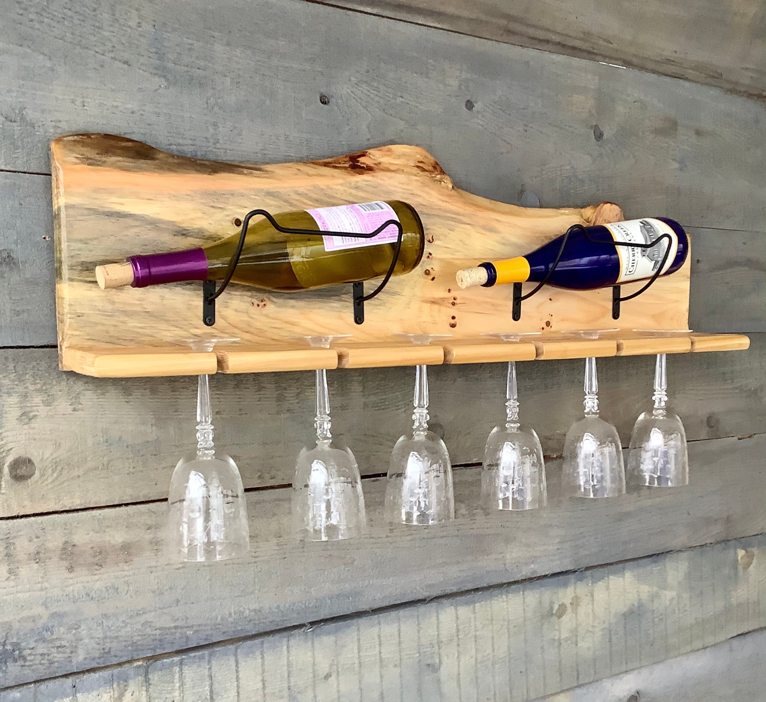 6 STEM WINE & STEMWARE Live Edge Display Bar Rack Storage Bar | Etsy