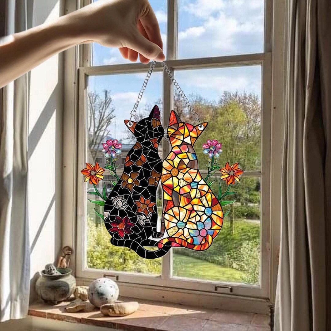 Cat Acrylic Window Hanging, Cat Wall Window Hanging Art Decoration, Cat ...