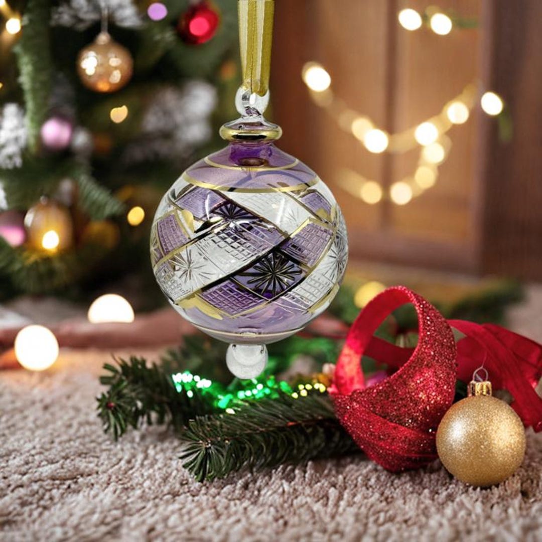 Unique Large Glass Balls Christmas Ornaments Hand Painted Geometric ...