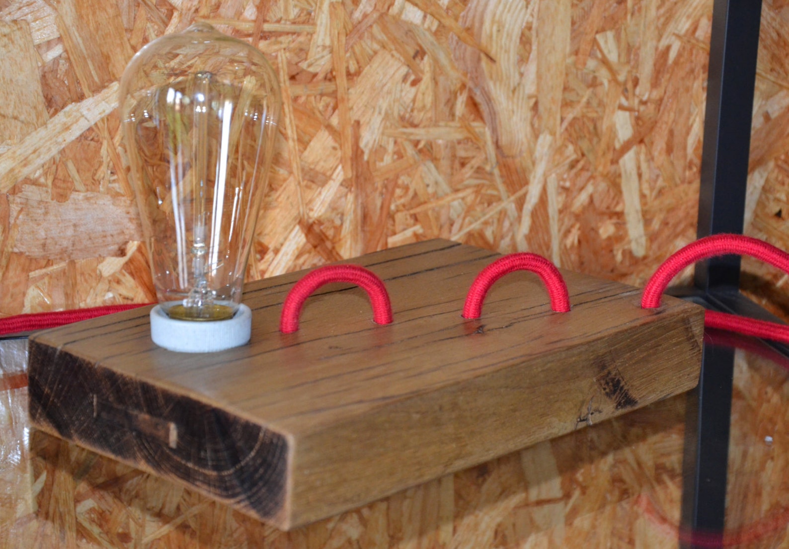 JULIETTE | Snake Desk Lamp With Red Coton Cable and Pear Filament Bulb ...
