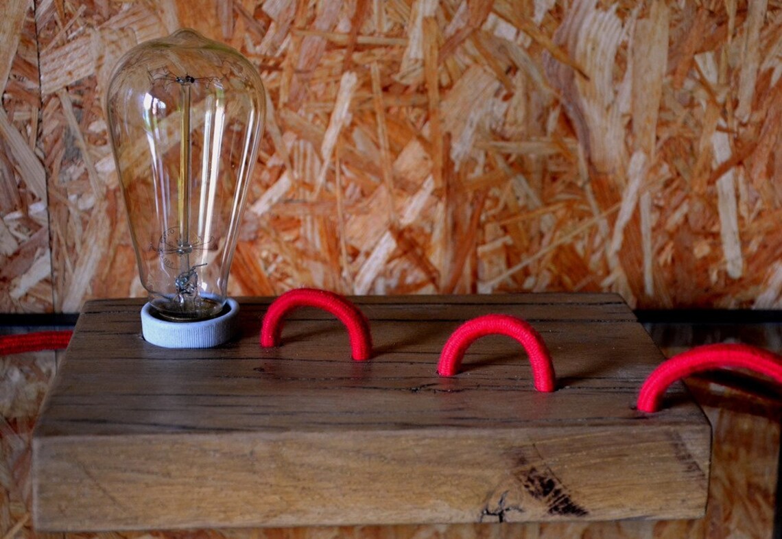 JULIETTE | Snake Desk Lamp With Red Coton Cable and Pear Filament Bulb ...