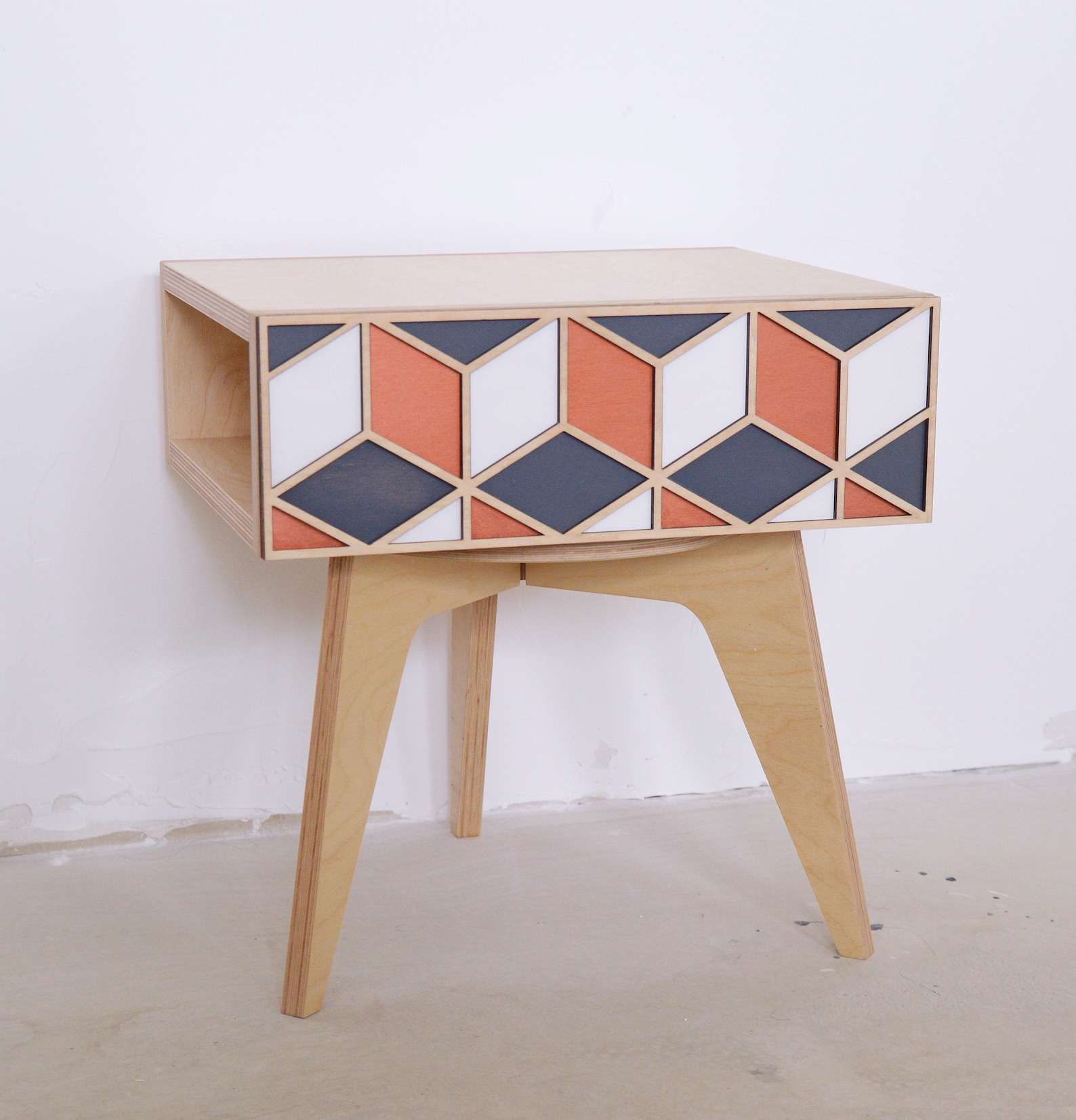 Plywood Nightstand Colorful Bedside Table Wooden End Table - Etsy