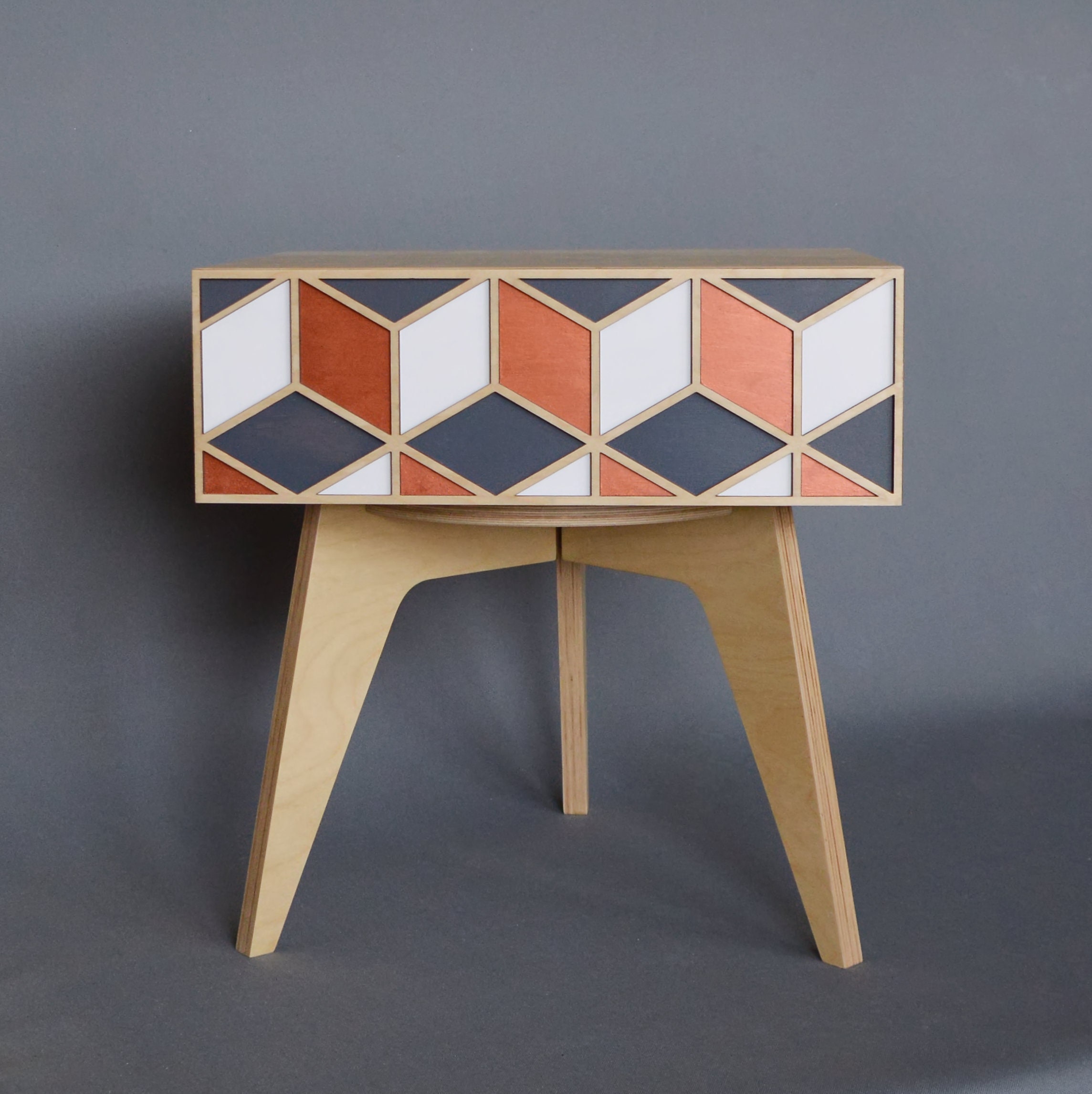 Plywood Nightstand Colorful Bedside Table Wooden End Table - Etsy