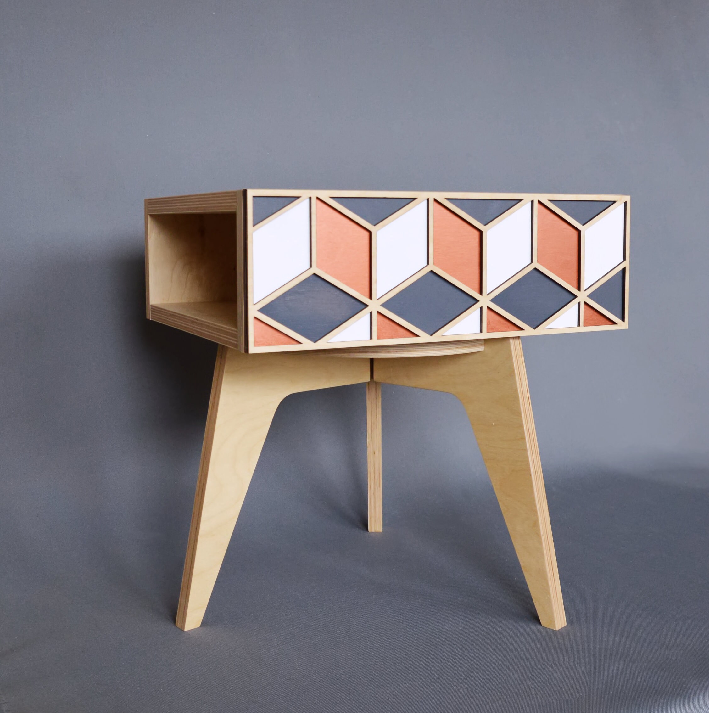 Plywood Nightstand Colorful Bedside Table Wooden End Table - Etsy