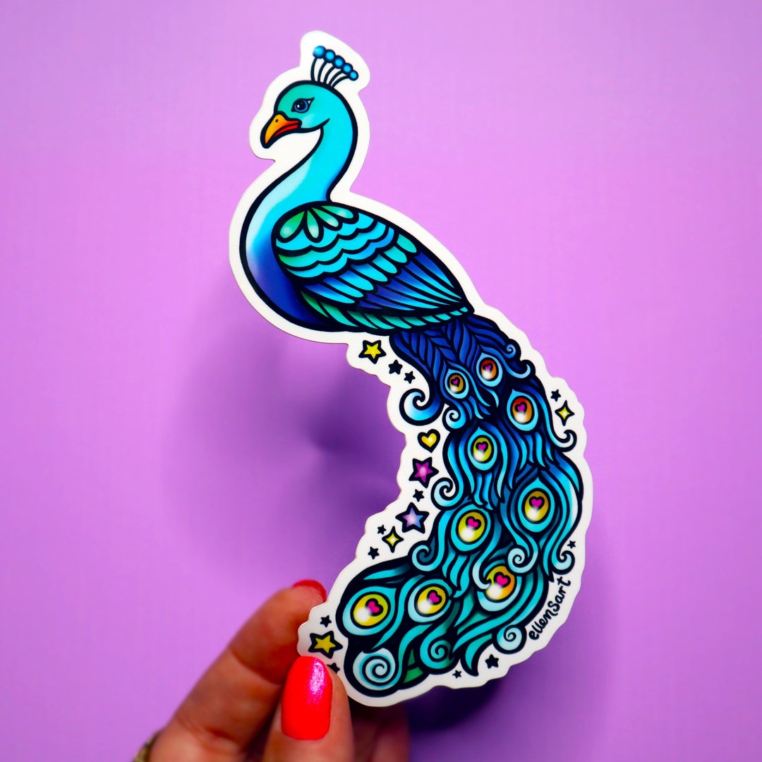 Peacock Sticker Bird Laptop Sticker Bird Decal Bumper Sticker Waterproof Sticker Hippie Water
