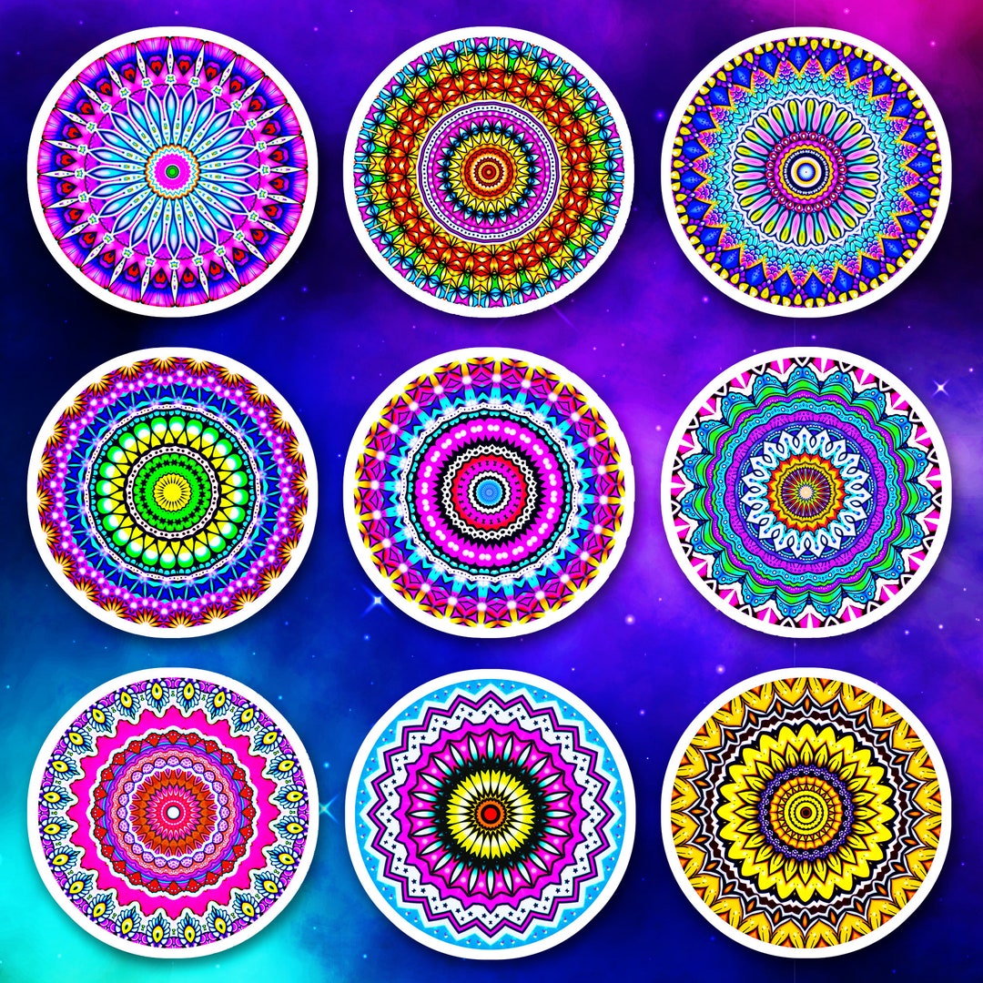 Mandala Sticker Pack 9 Stickers Mandala Decal Floral Mandala Laptop ...
