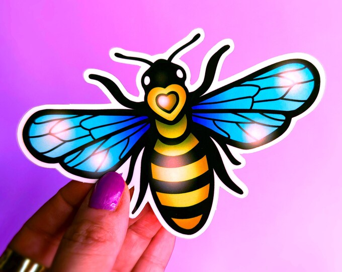 Bee Sticker, Bumble Bee Sticker, Laptop Vinyl Sticker, Cute Water ...
