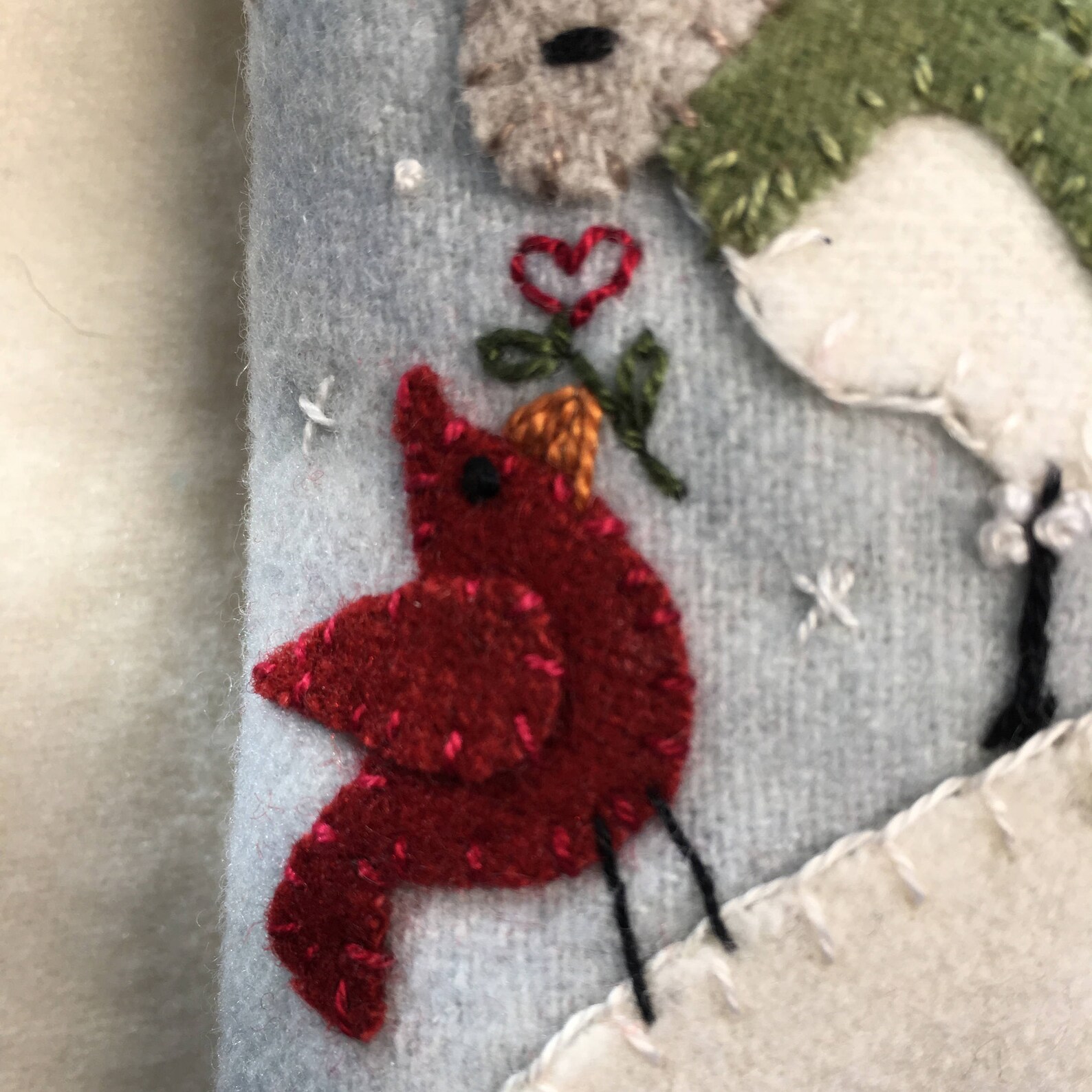 Pattern & Kit Wool Applique Pin Cushion -joy to Ewe - 5"x5" Finished ...