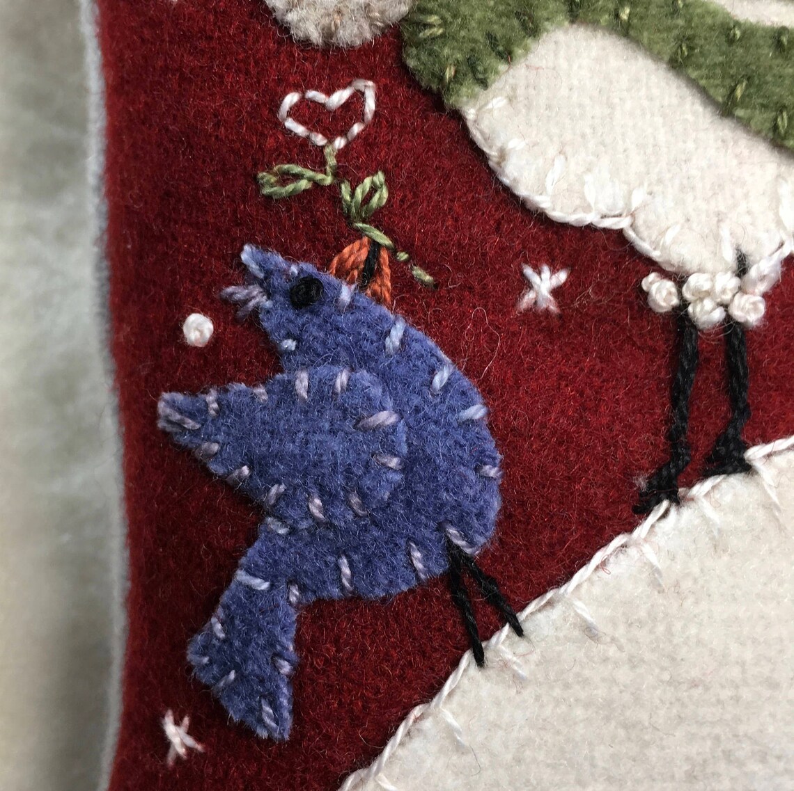 Pattern & Kit Wool Applique Pin Cushion joy to Ewe 5x5 Finished, Color ...