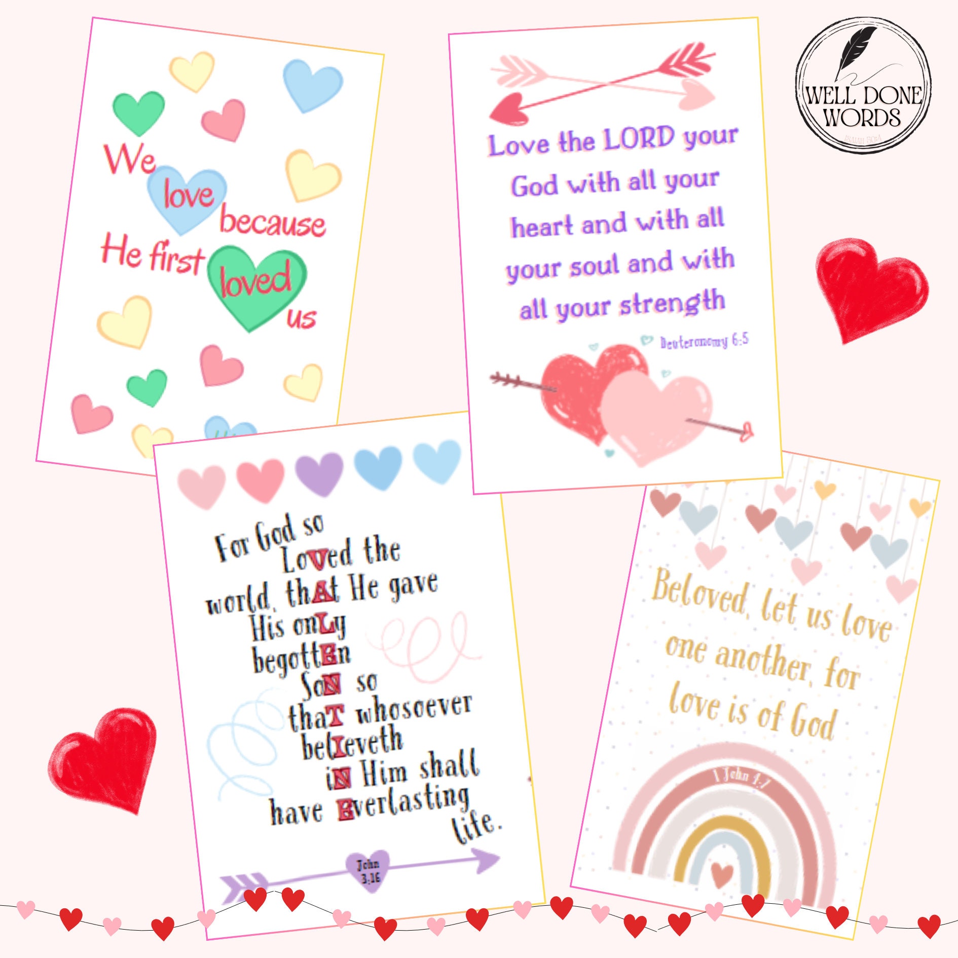 Printable Bible Verse Valentines - Etsy