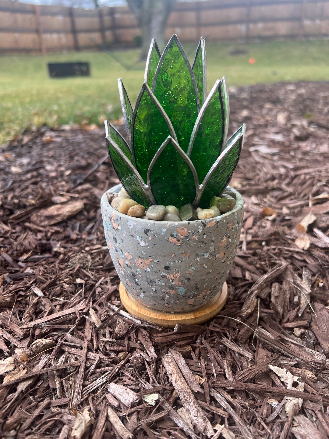 Large Green Stained Glass Agave Succulent - Etsy