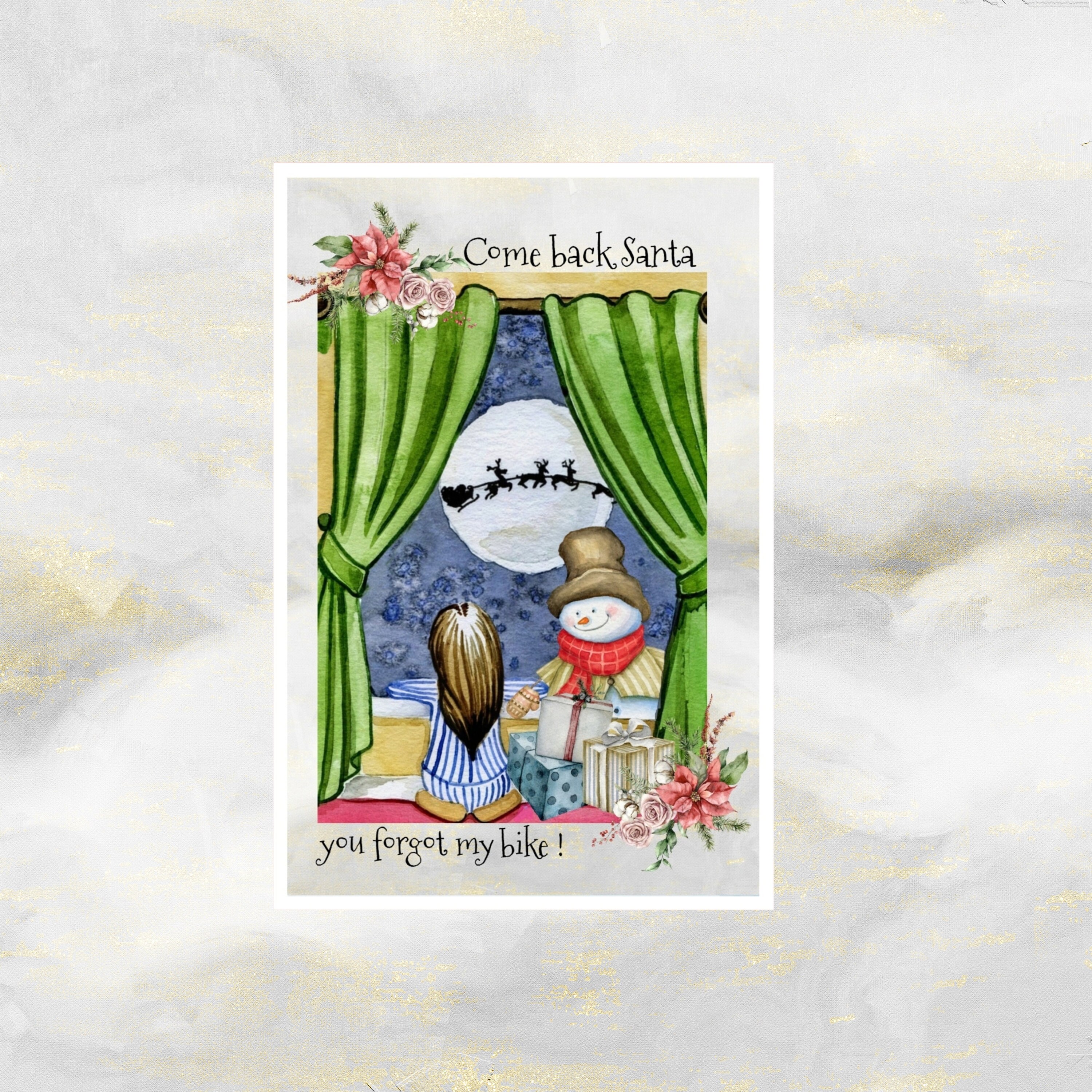 Whimsical Christmas Greetings Card Christmas Card. | Etsy