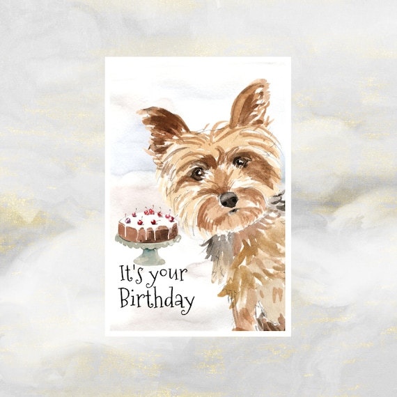 Yorkshire Terrier Birthday Card // yorkie birthday card // yorkie ...