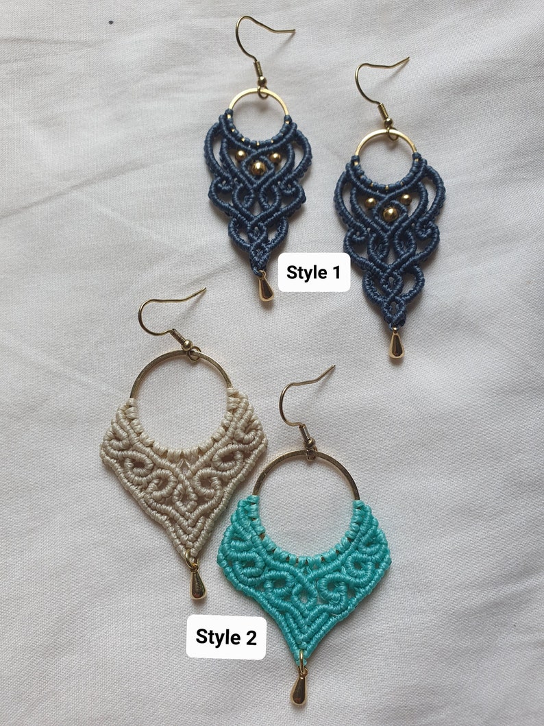 Macrame Earrings, Handmade Earrings, Asymmetric Hoops Earring, Handmade ...