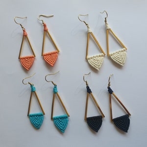 Macrame Earrings, Handmade Earrings, Asymmetric Hoops Earring, Handmade ...