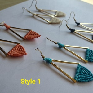 Macrame Earrings, Handmade Earrings, Asymmetric Hoops Earring, Handmade ...
