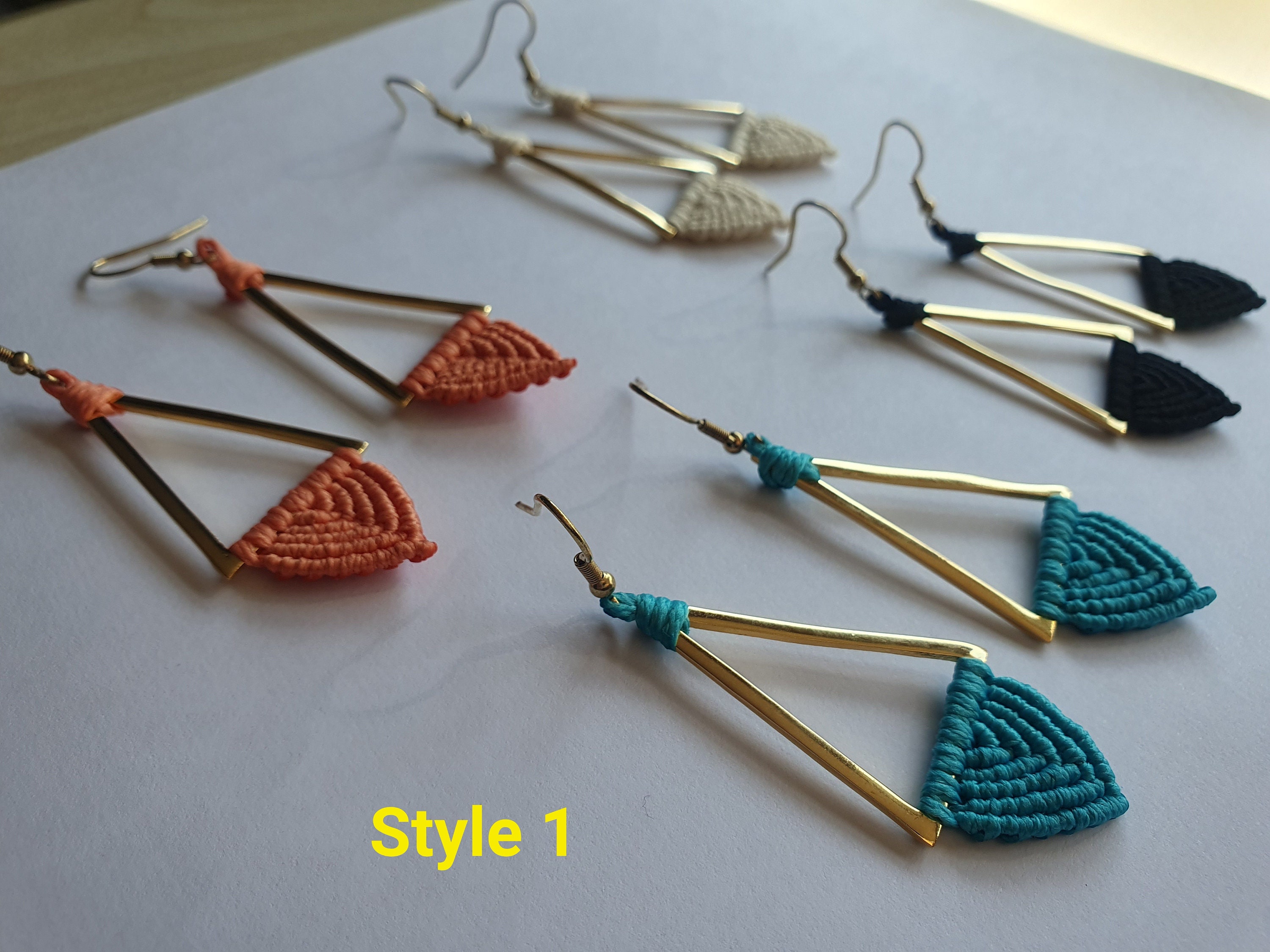 Macrame Earrings, Handmade Earrings, Asymmetric Hoops Earring, Handmade ...