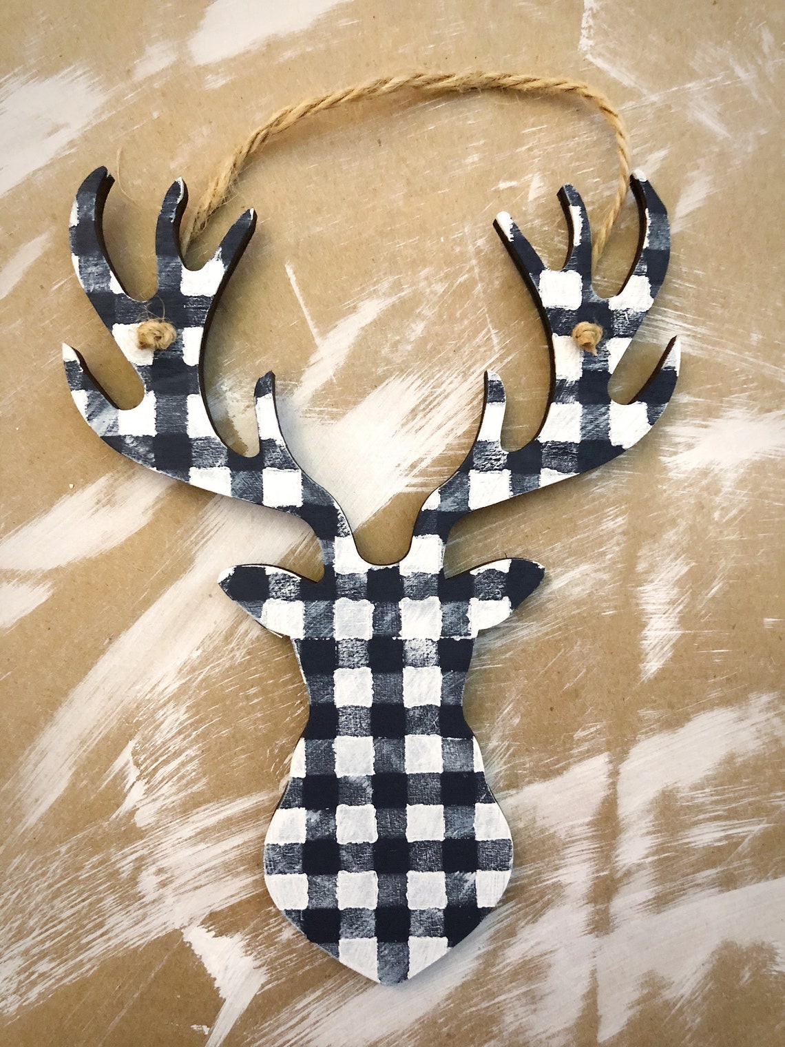 Buffalo Check Deer Ornament - Etsy