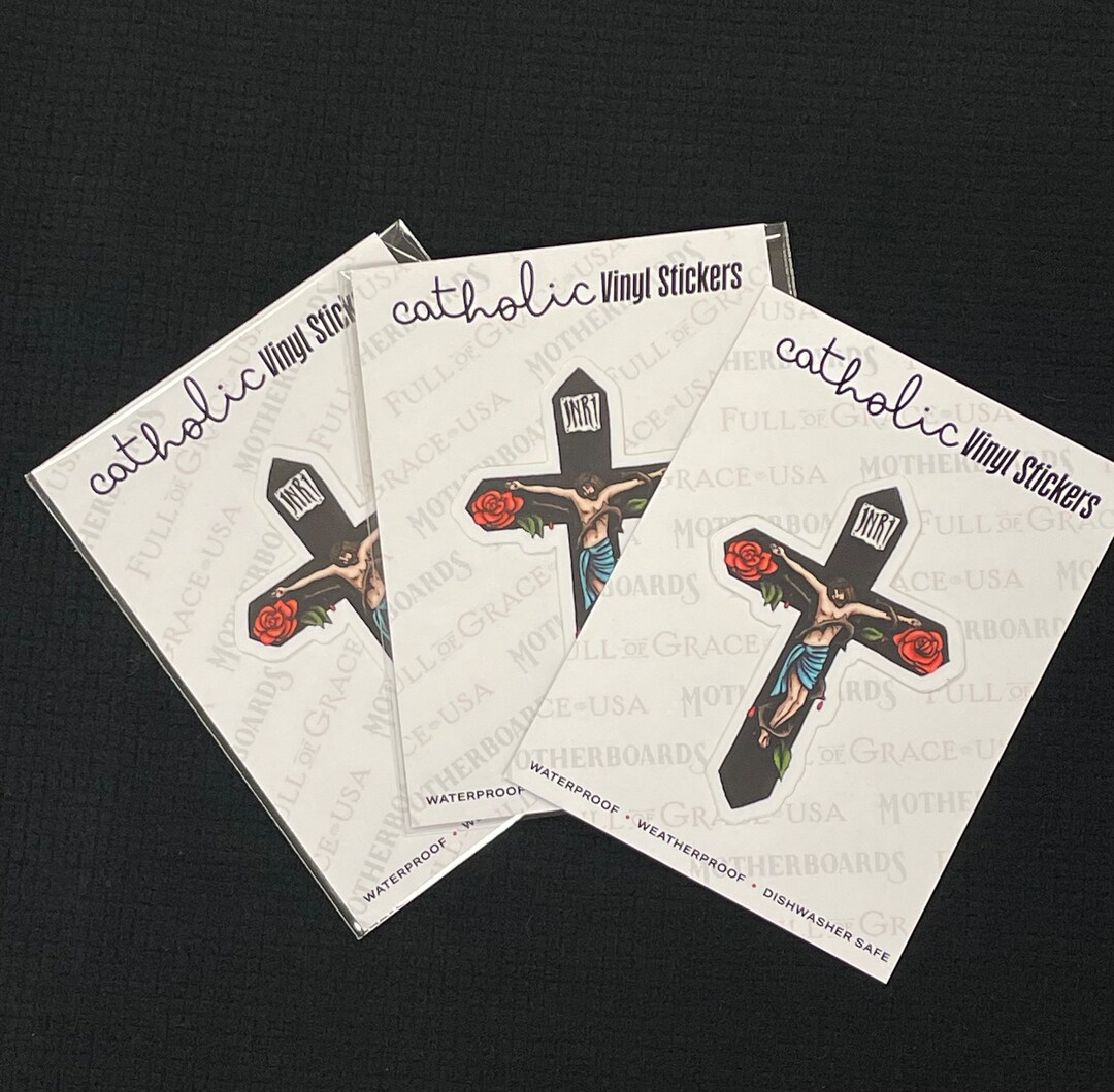 Rose Crucifix Decal 4-pack - Etsy