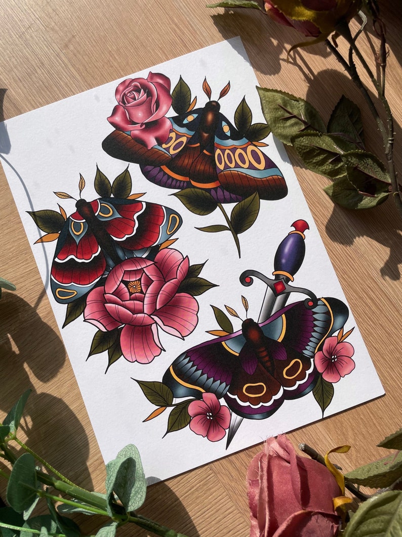 Moths Tattoo Flash Sheet Moth/ Butterfly Tattoo Designs - Etsy