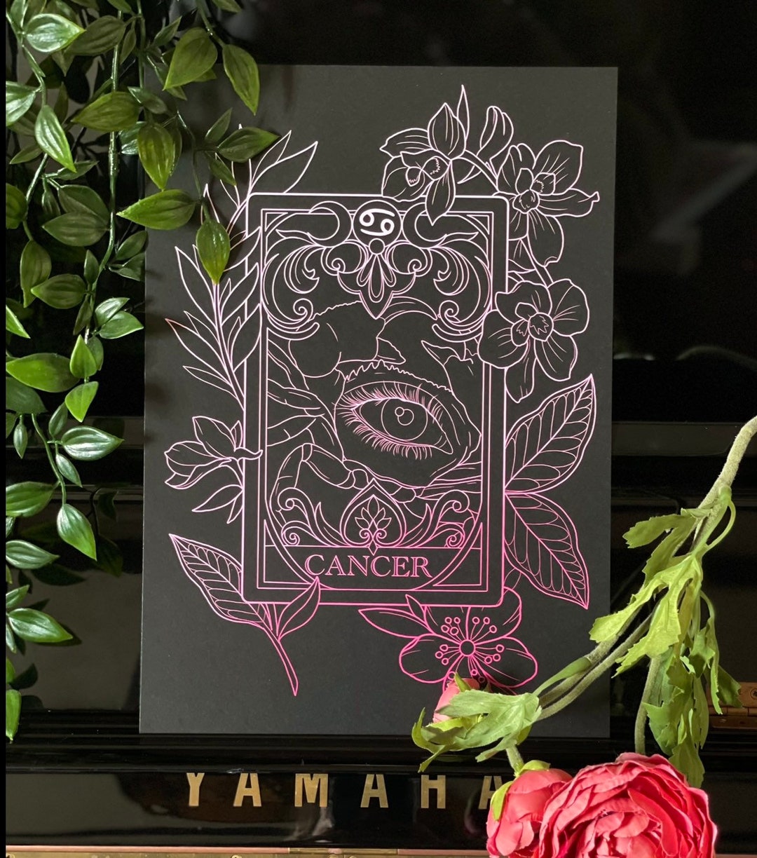 Tattoo Print Style Cancer Zodiac Tarot Card. Star Sign Tattoo ...