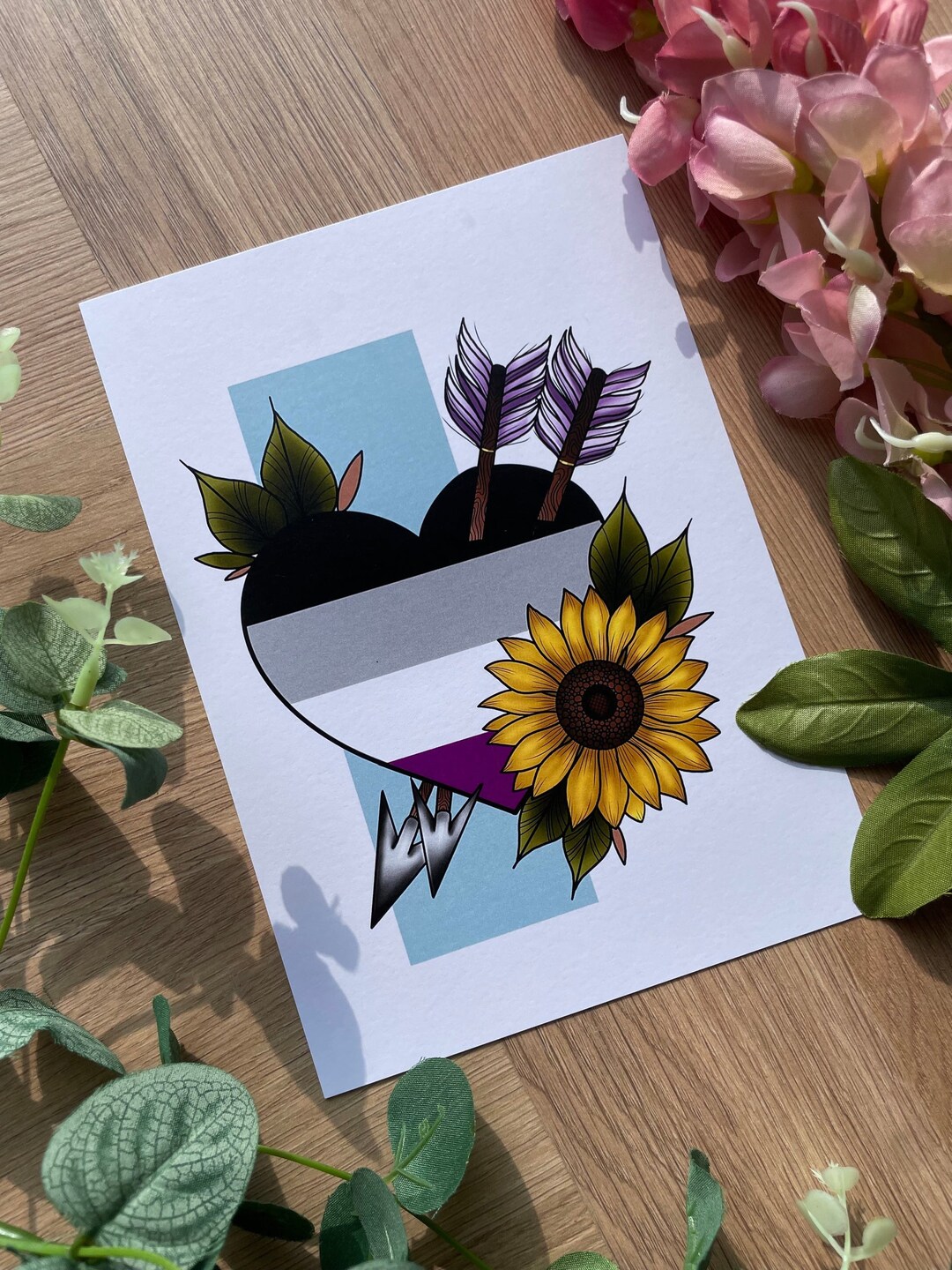 LGBTQIA Tattoo Style Illustration Asexual Pride Print - Etsy