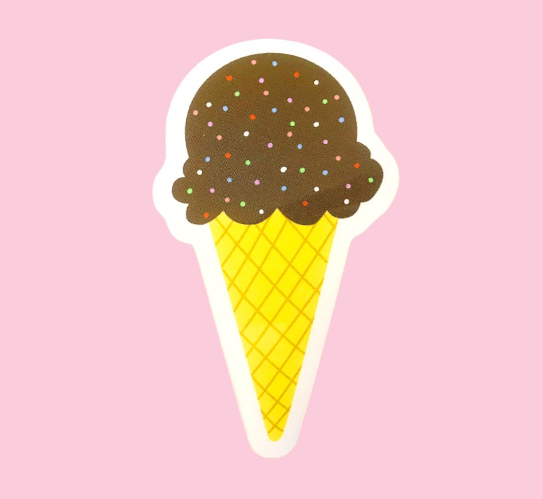 Chocolate Ice Cream Cone Vinyl Sticker - Etsy