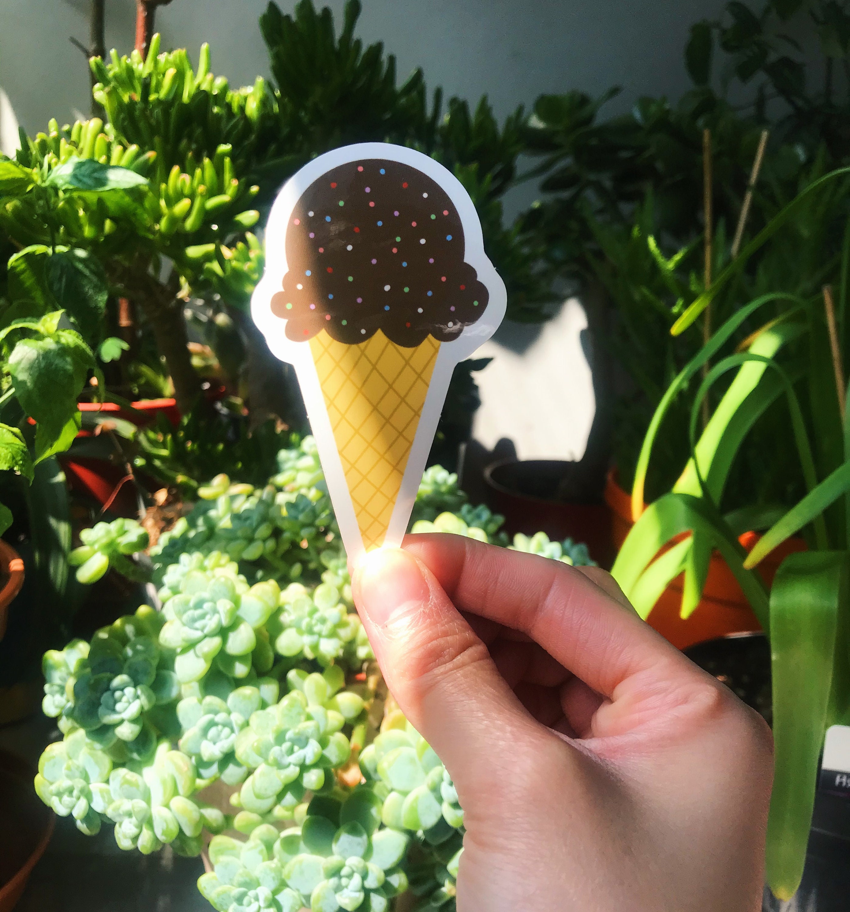 Chocolate Ice Cream Cone Vinyl Sticker | Etsy