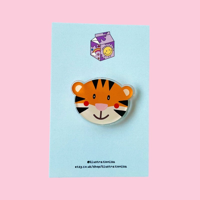 Tiger Face Pin - Etsy UK