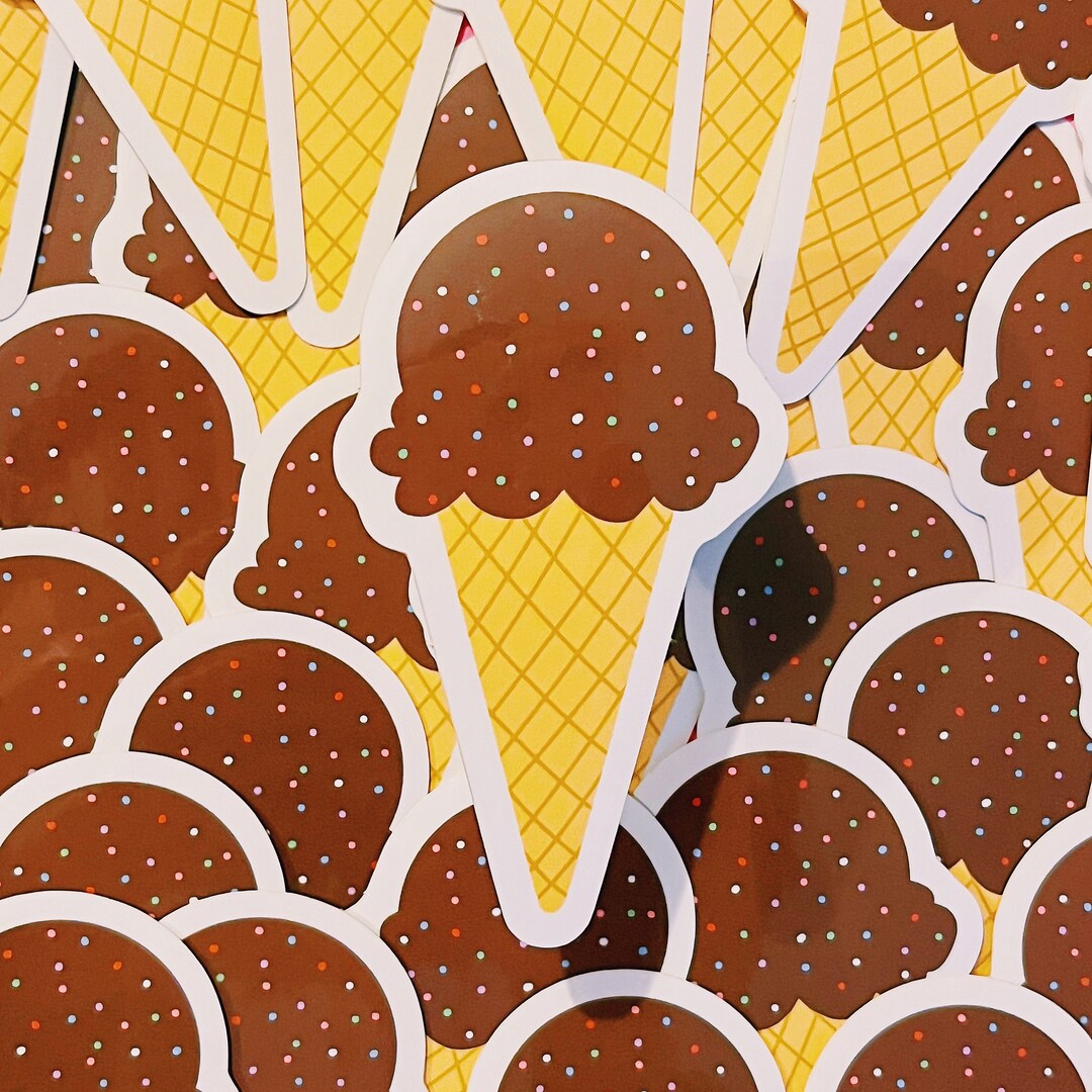 Chocolate Ice Cream Cone Vinyl Sticker - Etsy