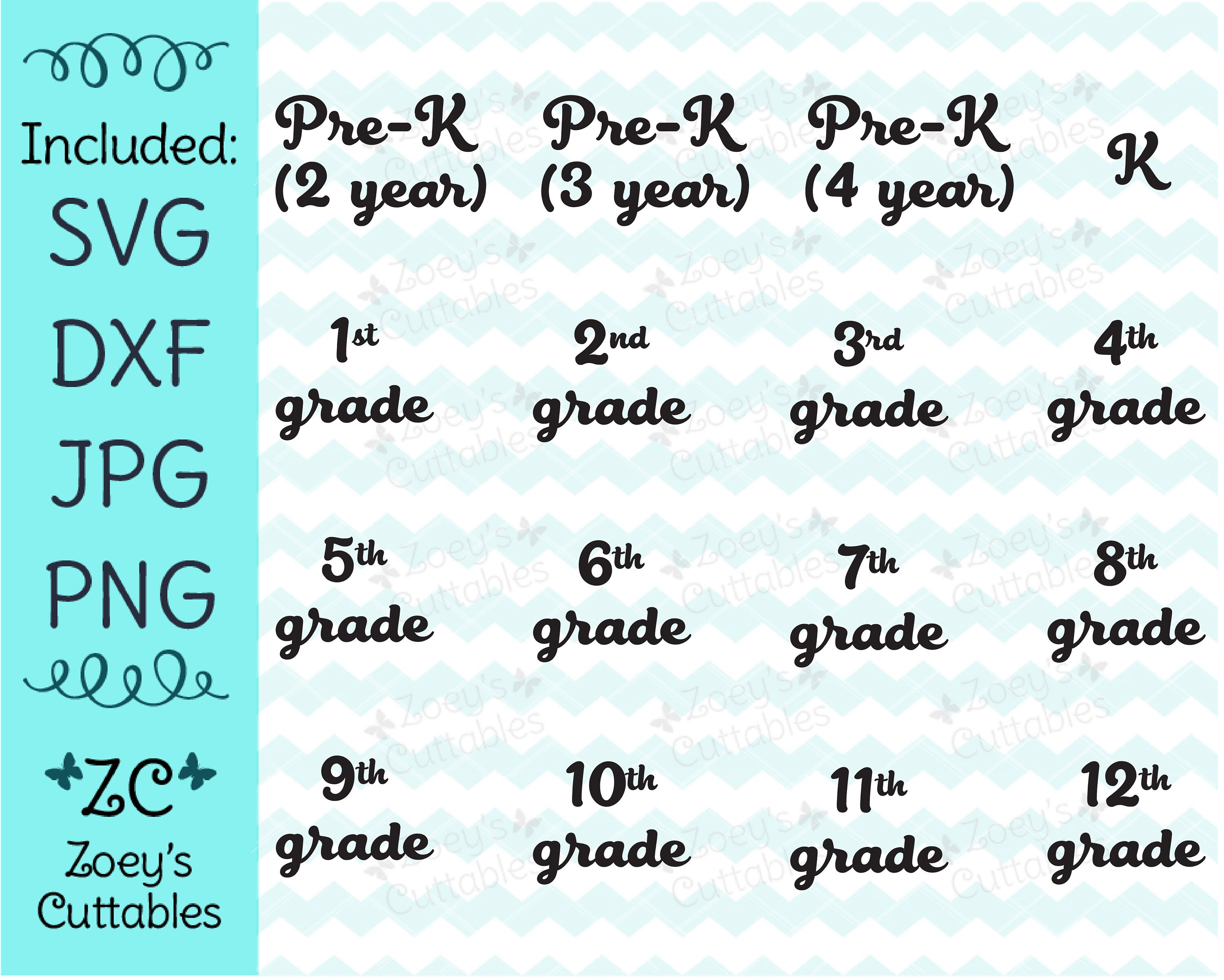 Grades SVG Grades Years SVG Back to School Kindergarten - Etsy