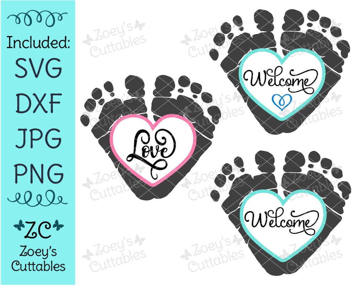 Baby Feet SVG Birth Announcement Baby SVG Baby Feet Heart | Etsy