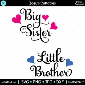 Big Sister Little Brother SVG, Matching Sibling Digital Files - Etsy