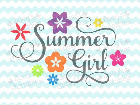 Summer Girl With Flowers Cuttable SVG File Instant | Etsy