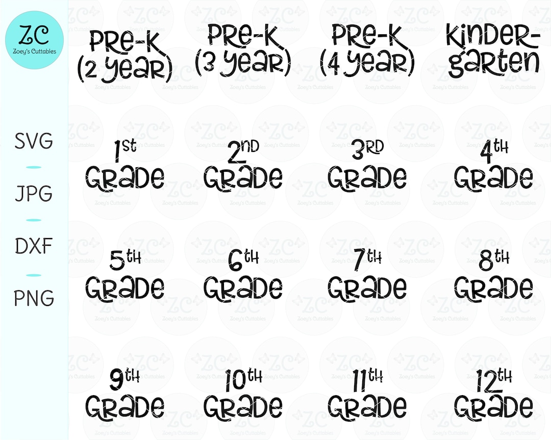 Grades SVG, Grades, Years SVG, Back to School, Kindergarten Graduation ...