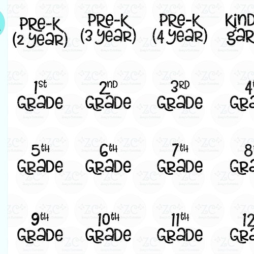 Grades SVG Grades Years SVG Back to School Kindergarten - Etsy
